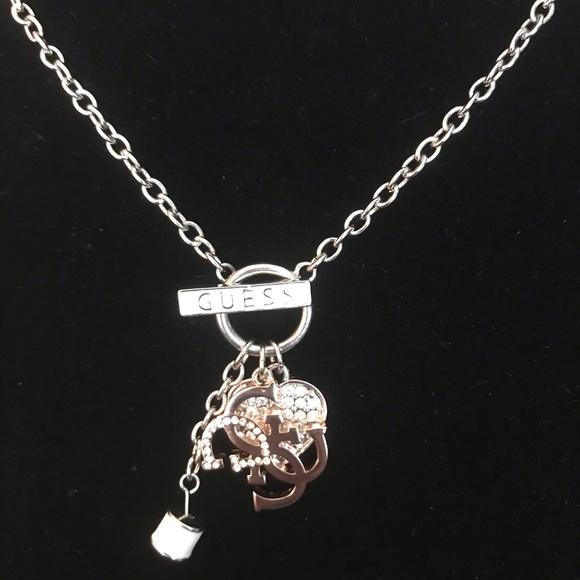 Guess | Jewelry | Guess Charm Necklace Goldsilver Tone Toggle Clasp ...